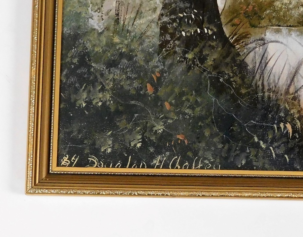 Douglas H. Chaffey (b.1924). Woodland lake scene, oil on canvas, signed ...