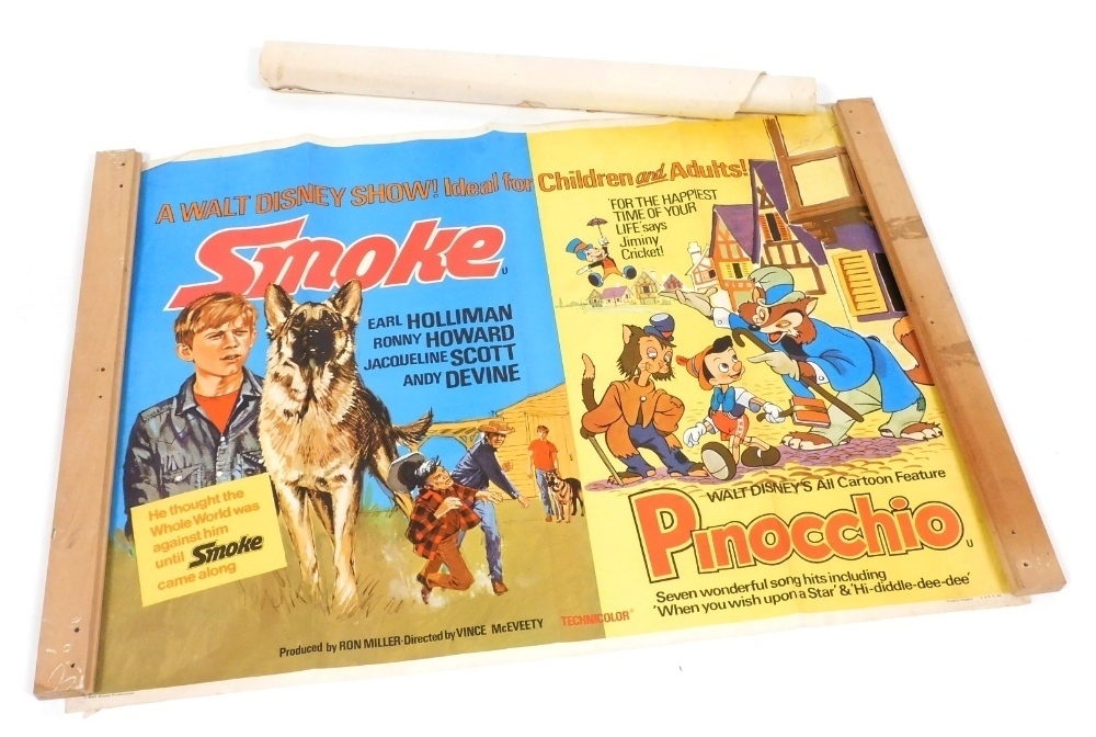 Two 1970s movie quad posters, a duel poster for Smoke/Pinocchio and ...