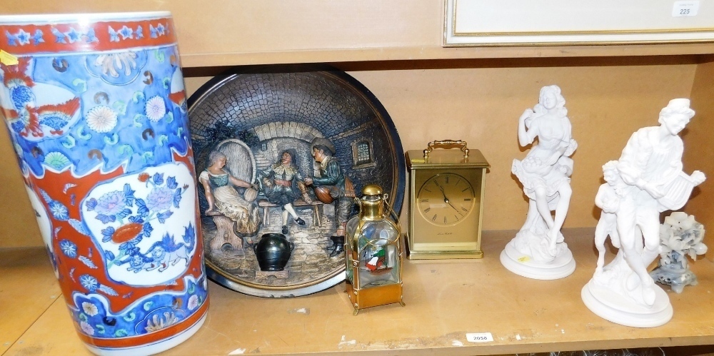 A London Clock Company brass cased mantel clock, Musterschutz painted ...