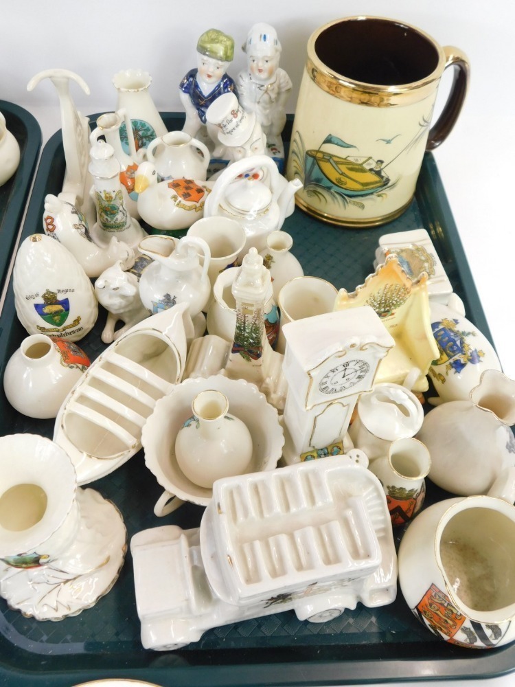 Goss and crested china, including a double decker bus Arms of the City ...