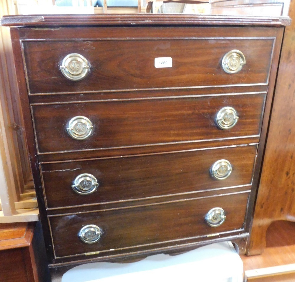 A late 19thC mahogany drinks cabinet, with two fall opening flap, with ...