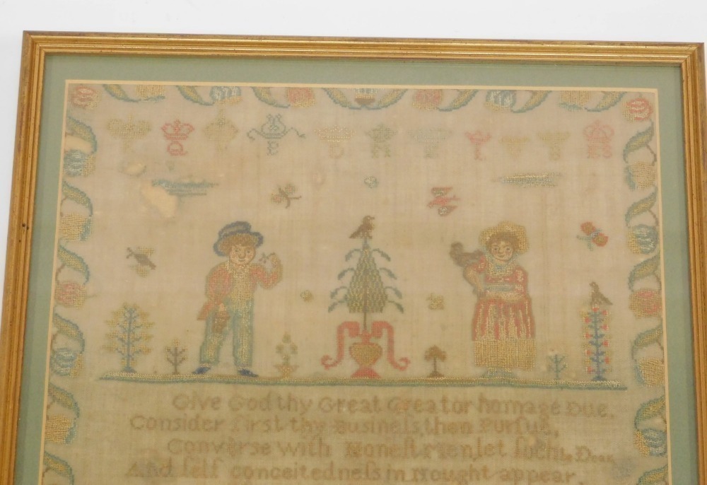 A George III sampler by Mary Anne Tuck, aged 12 years, 1812, showing a ...