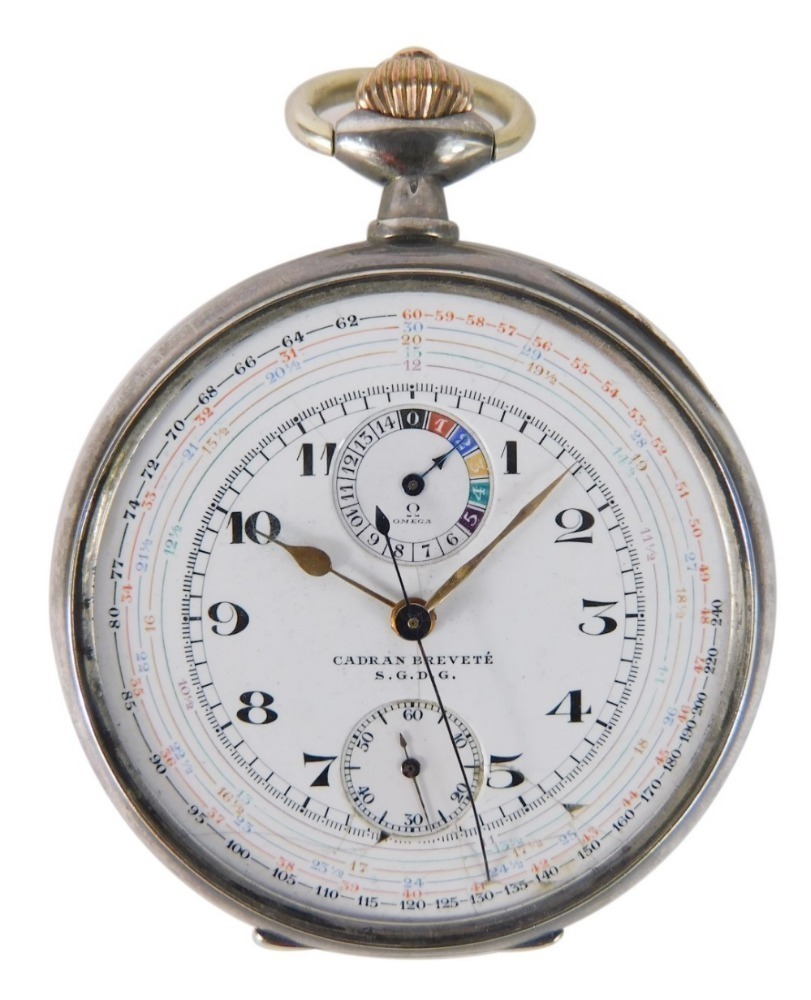 An early 20thC Omega Cadrane Brevete SGDG chronometer, the 5cm diameter ...