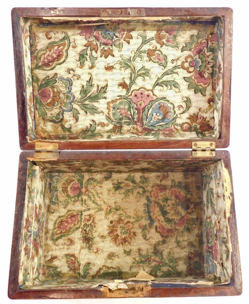 A 19thC rosewood and mother of pearl jewellery box, with floral inlay ...
