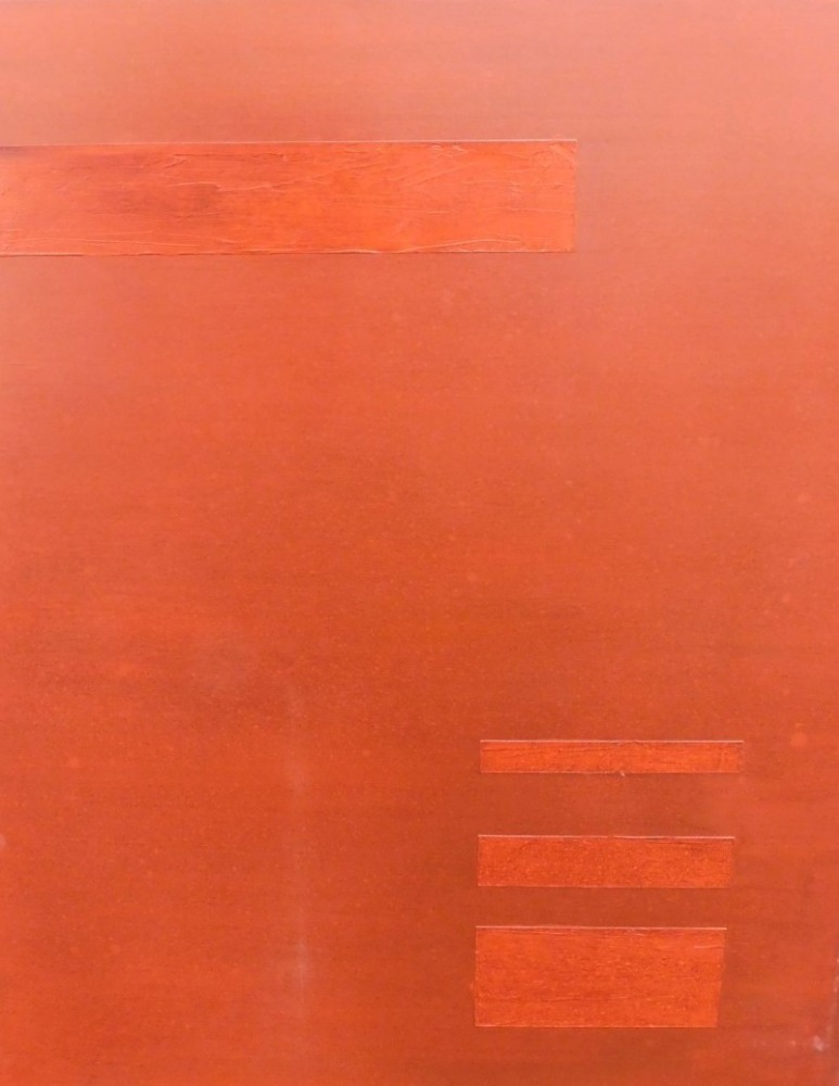 •Terence C. Rees (b.1936). Almost Red Jan 02, collage, 122cm x 102cm ...