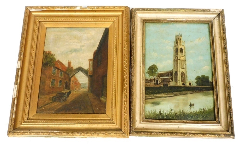 H. Butler (20thC School). View of the Boston stump from a river bank ...