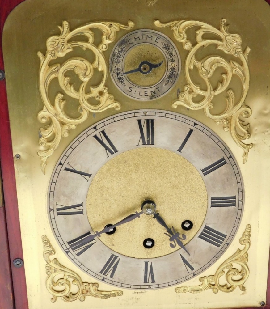 An early 20thC German mahogany cased mantel clock, the rectangular ...