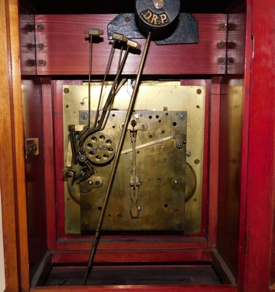 An early 20thC German mahogany cased mantel clock, the rectangular ...