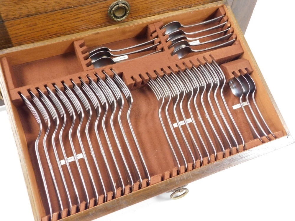 An early 20thC Staybrite stainless steel canteen of cutlery, in a three ...