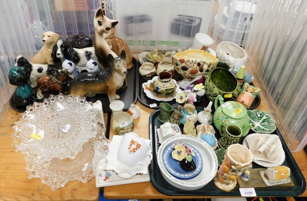 Decorative china and effects, various crested ware, Pendelfin, pottery ...