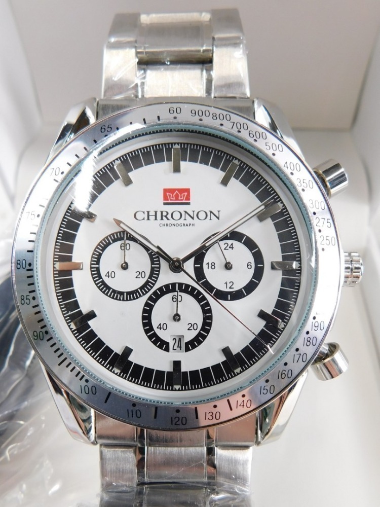 Two Chronon wristwatches, a Pascal Veran gent's wristwatch, boxed. (3)