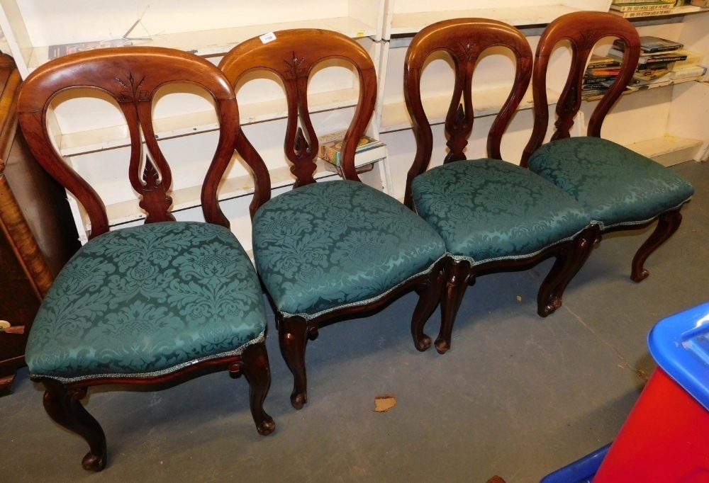 A set of four Victorian mahogany balloon back single dining chairs ...