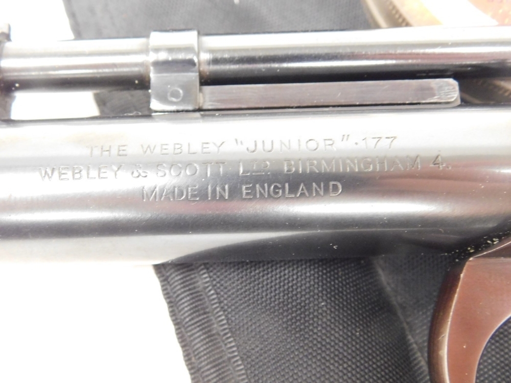 A Webley Junior .177 air pistol, serial no. 2646, together with two ...