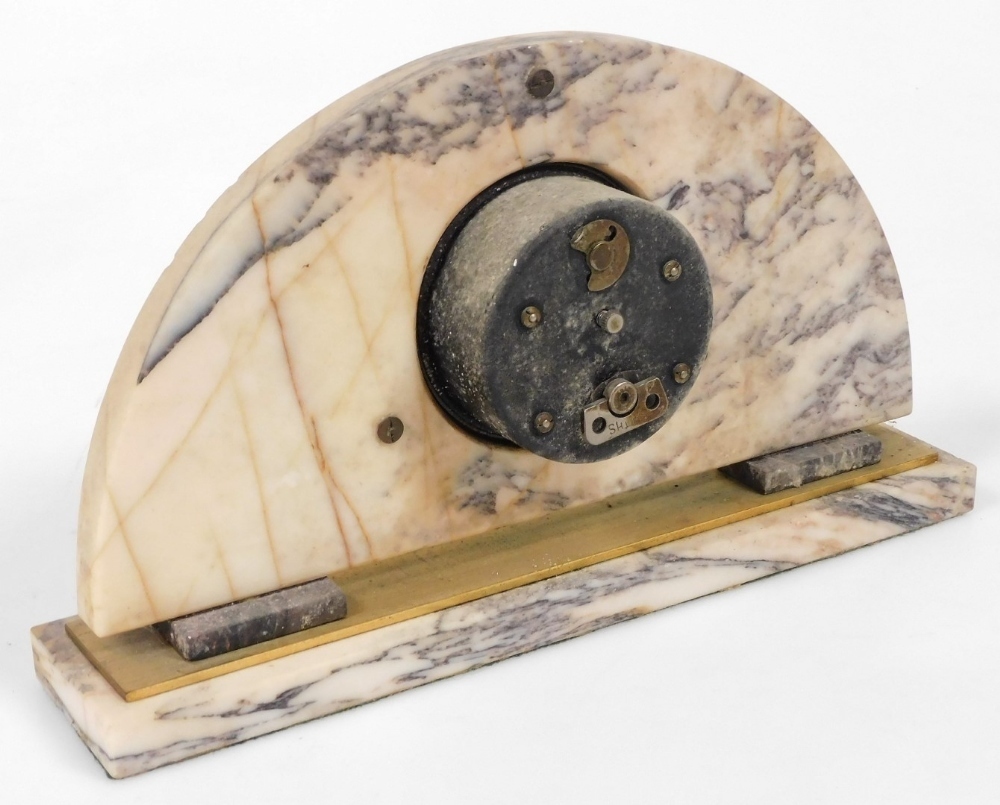 A mid Century Smiths marble mantel clock, the circular dial with ...