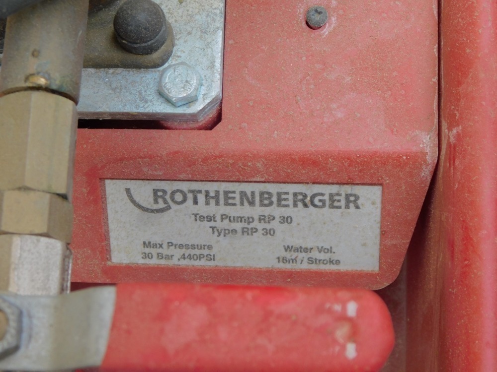 A Rothenberger pressure test pump RP30, type RP30, 30 bar, 440psi, 16 ...