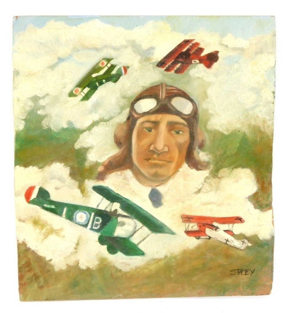 Stacy (20thC School). Aviation, oil on board, with pilot and four ...