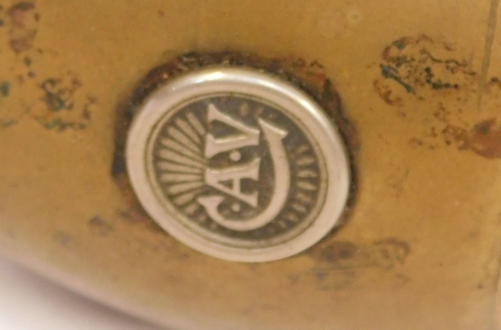 A pair of brass CAV wing mounted side lamps, for a vintage car.