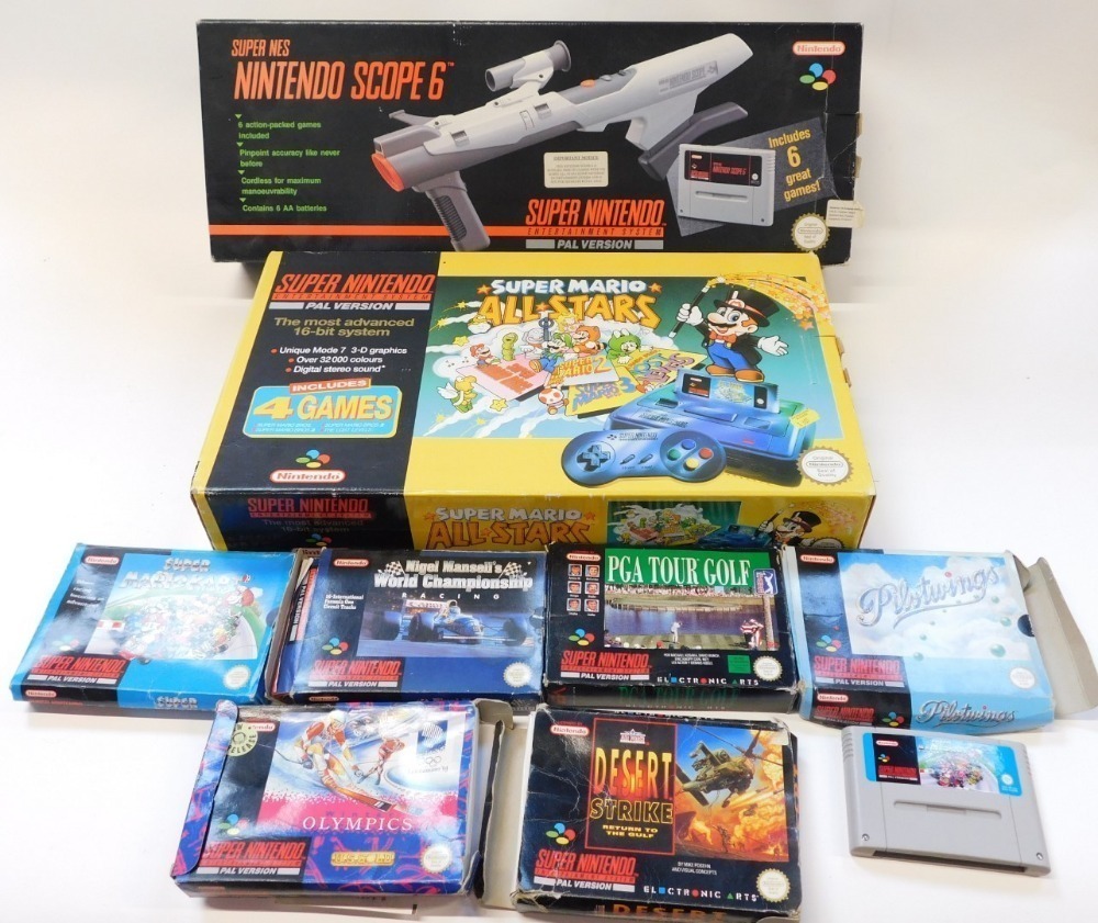 A Super Nintendo Entertainment System, with Super Mario All Stars ...