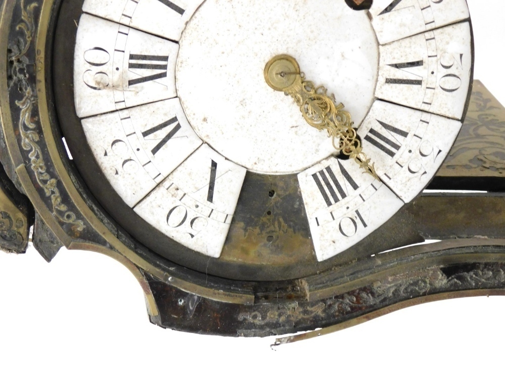 A 19thC French Boulle work bracket clock, the circular enamel dial ...