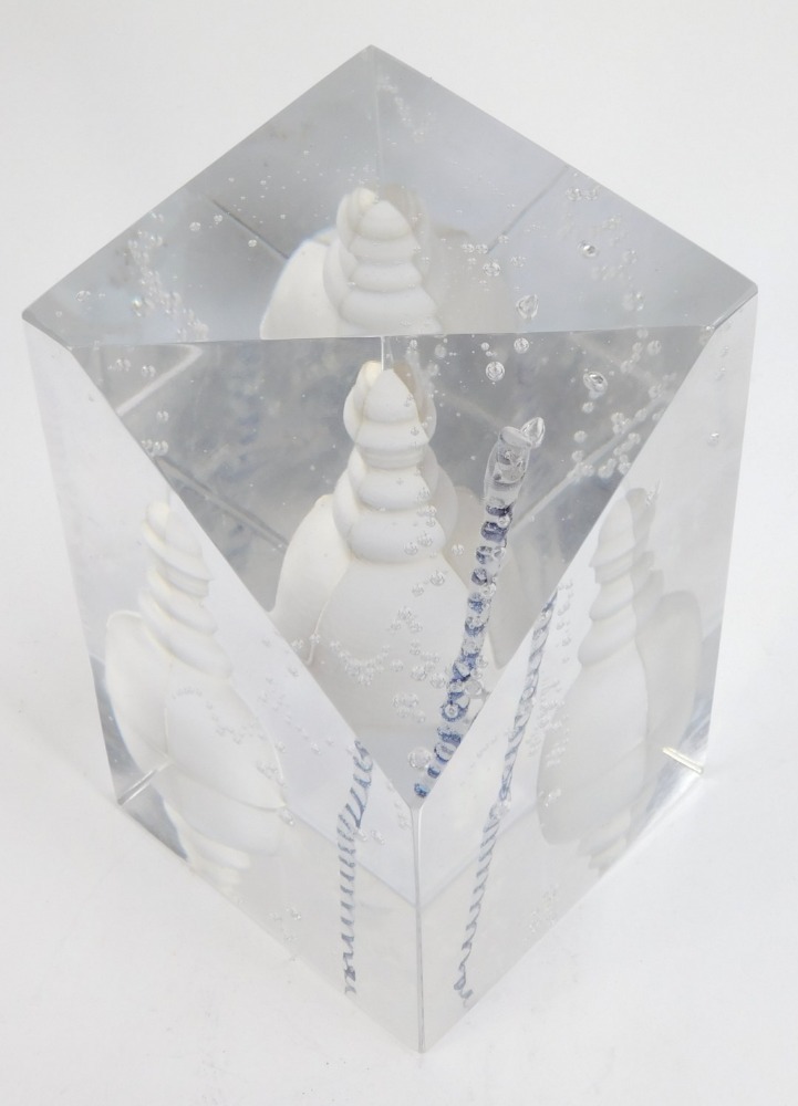 A Kosta glass sculpture or paperweight by Bertil Vallien, with bubble ...