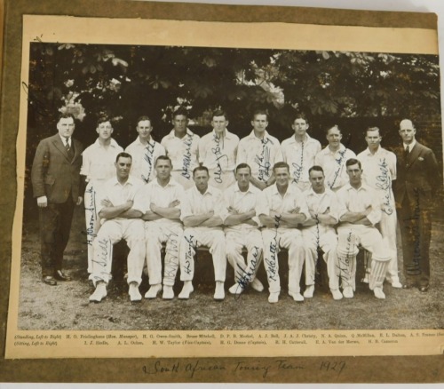 An album of signed and other cricket photographs, the cover decorated ...