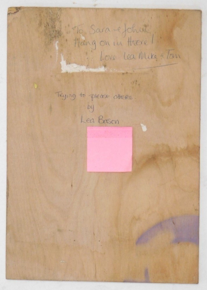 Lea Bason (20thC). Hand standing clown before dove and rainbow, mixed ...