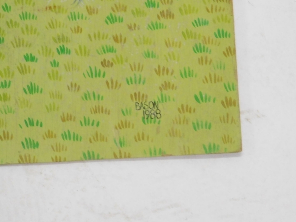 Lea Bason (20thC). Tiger and doves in a forest landscape, mixed media ...