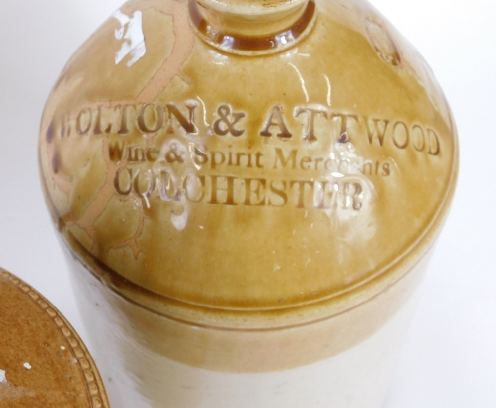 Three various stoneware flagons, to include Joseph Staines Family ...