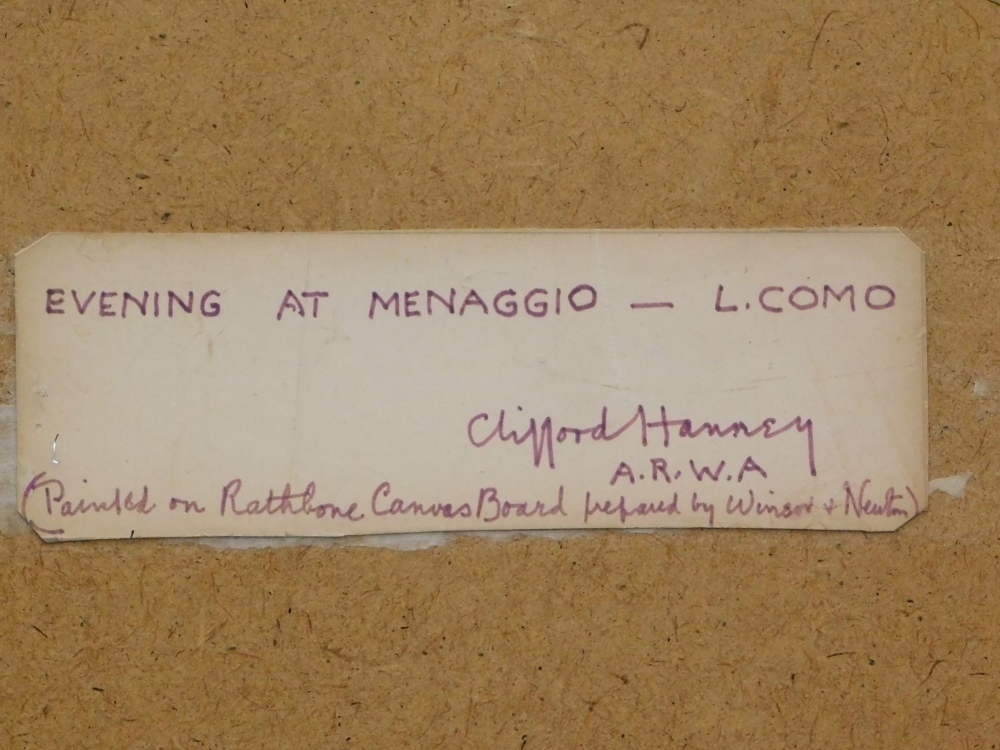 Clifford Hanney (1890-1990). Evening at Menaggio Lake Como, oil on ...