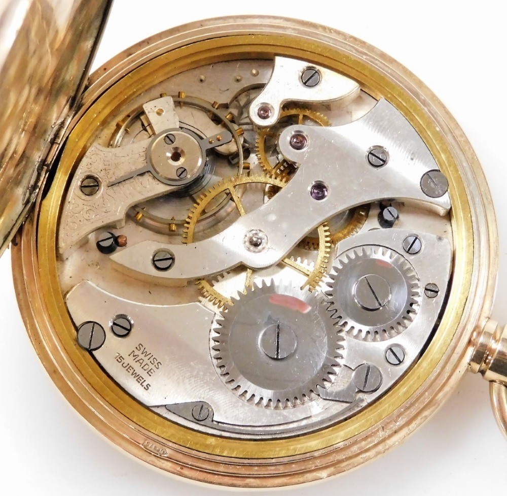 A 9ct Neva gold gentleman's hunter pocket watch, keyless wind, circular ...