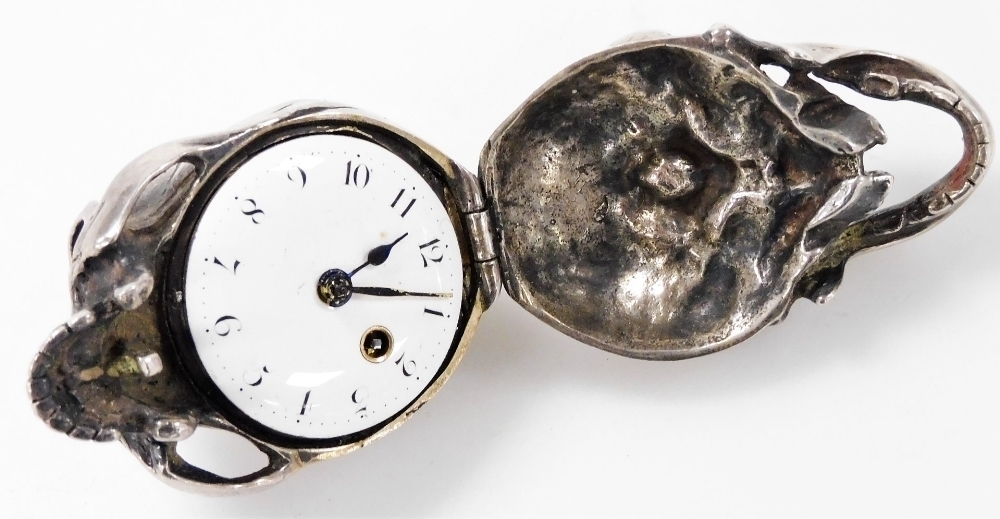 A 19thC French pendant watch by L Epine of Paris, in white metal ...