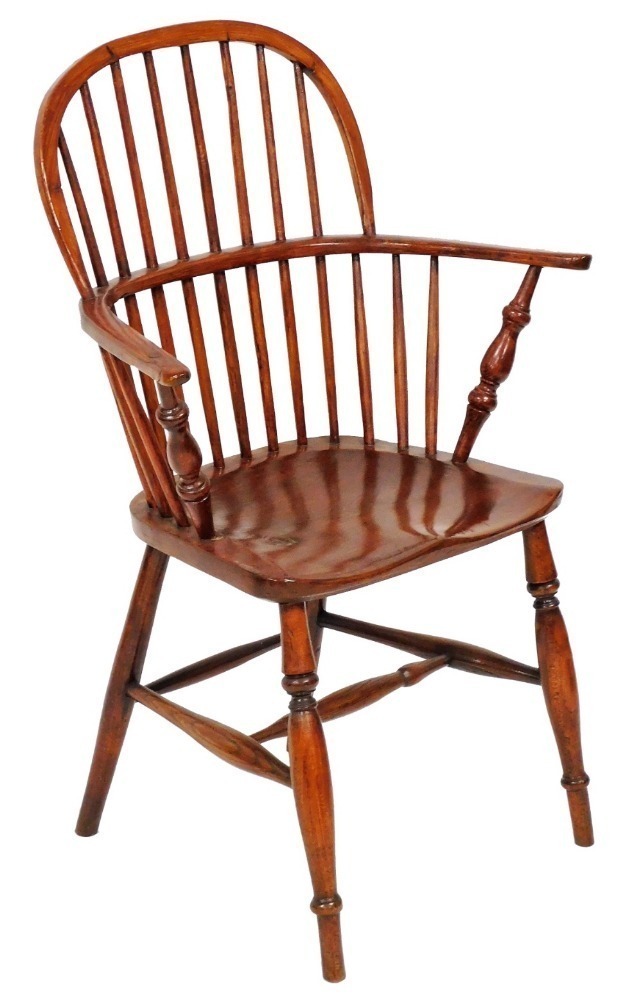 A Victorian oak and elm Windsor chair, with a spindle back and solid ...