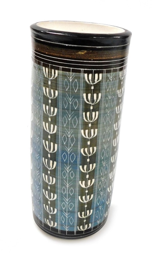 A late 20thC Ambleside pottery vase, of cylindrical form, decorated ...