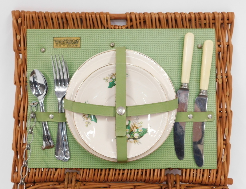 A Brexton picnic hamper, comprising ceramic dinner set with Snow Bell ...