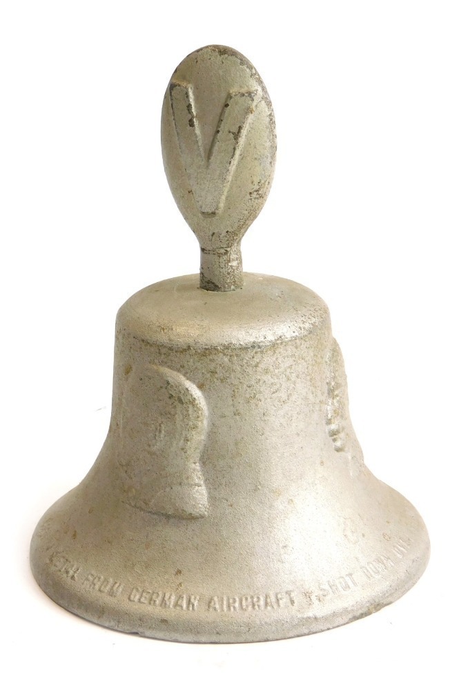 A World War II Victory bell, 'Cast in metal from German Aircraft shot ...