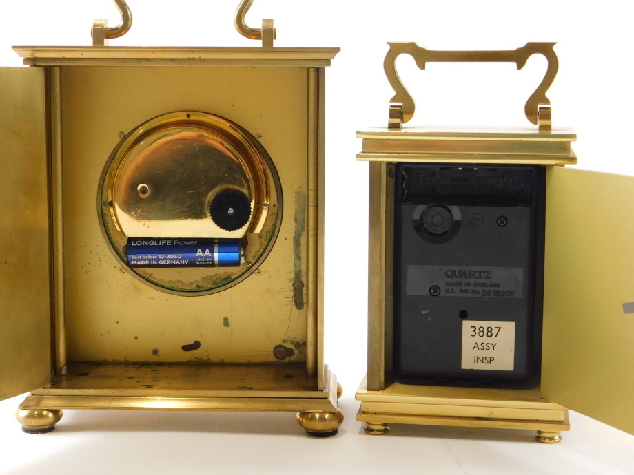 A Metamec brass cased carriage clock, with Roman numeric dial and ...