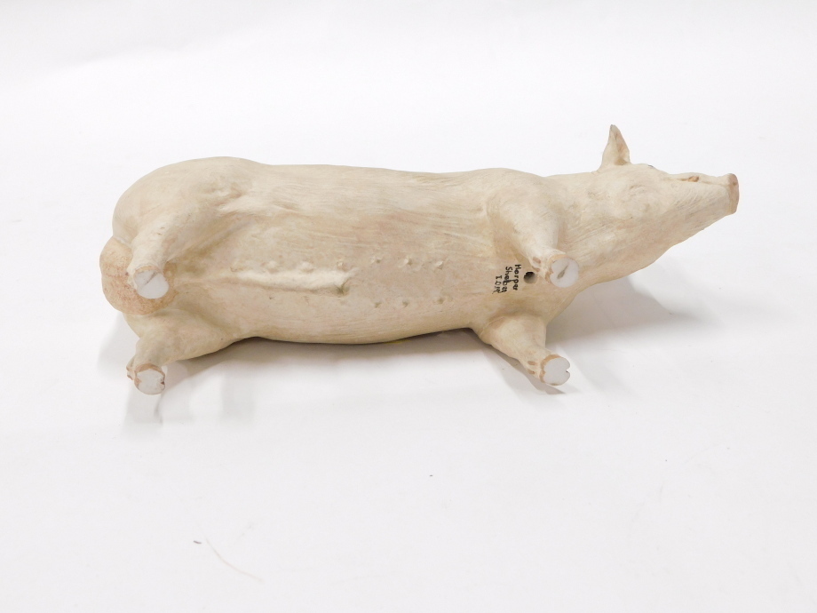 A Horper Shebeg Isle of Man matt figure of a pig, marked beneath, 11cm ...