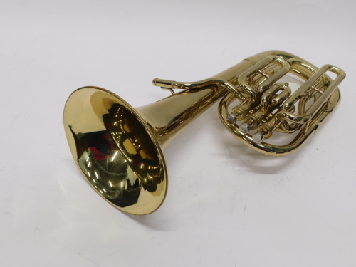 A Boosey & Hawkes Besson 600 brass tenor horn, with three chrome valves ...