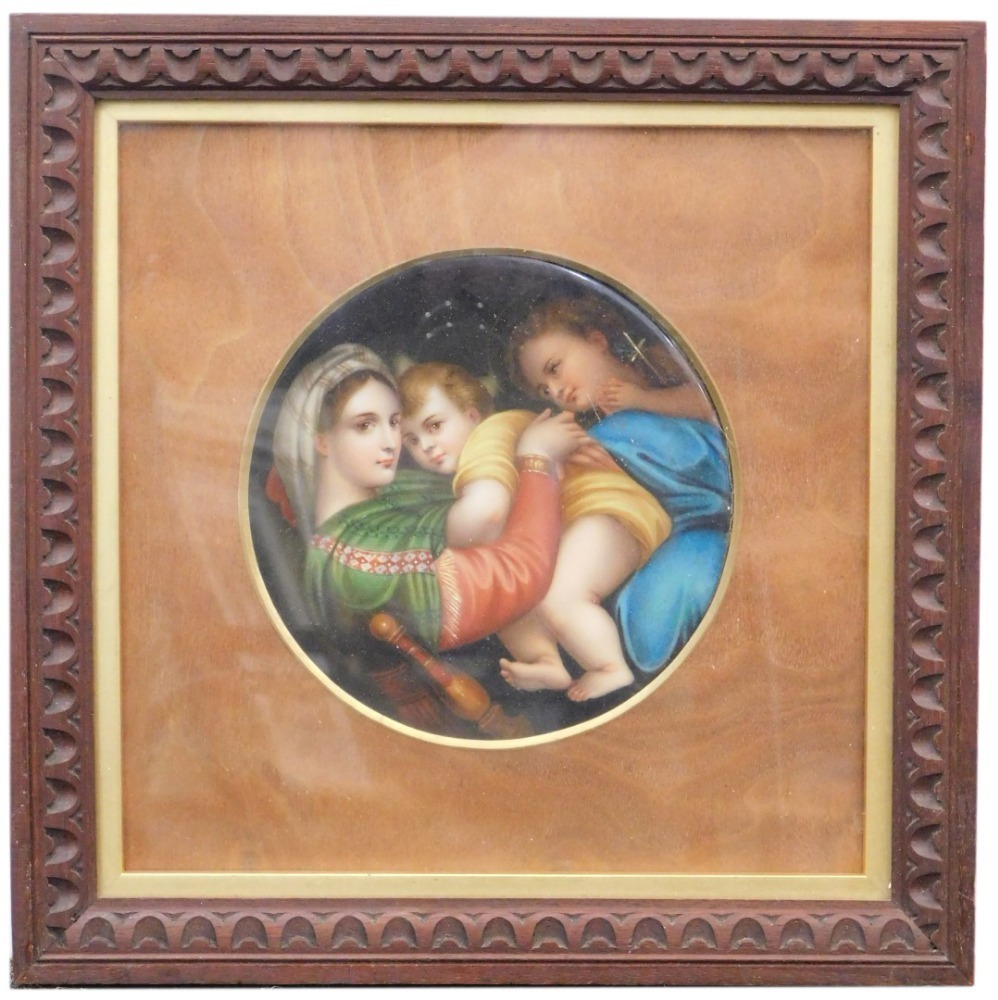 A Firenze porcelain plaque after Raphael, fleur de lys mark and ...