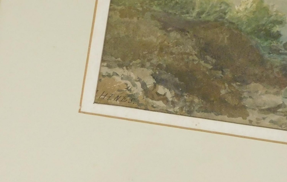 Fredrick Hines (1852-1952). Figures seated before river bank with ...