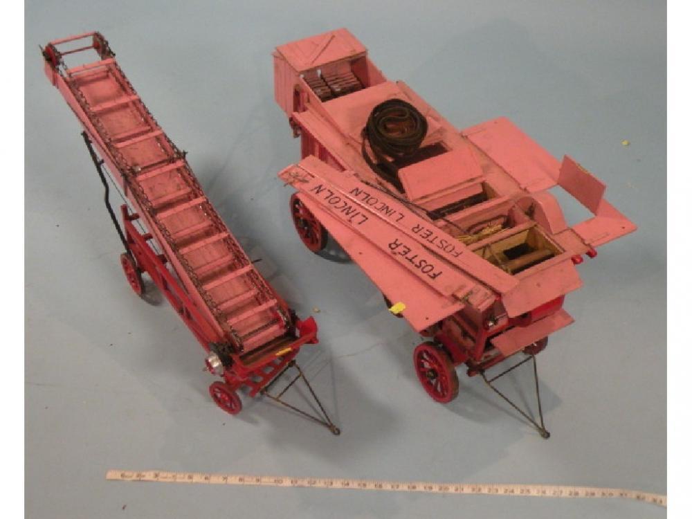 A scratch built model of a Foster of Lincoln threshing machine painted