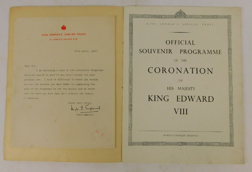 An Edward VIII proof Coronation programme for 1937, together with a ...