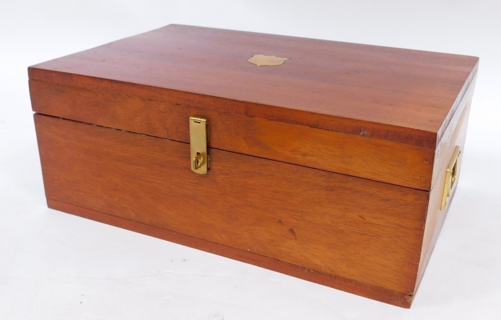 A 20thC mahogany Campaign type chest, containing various artist ...