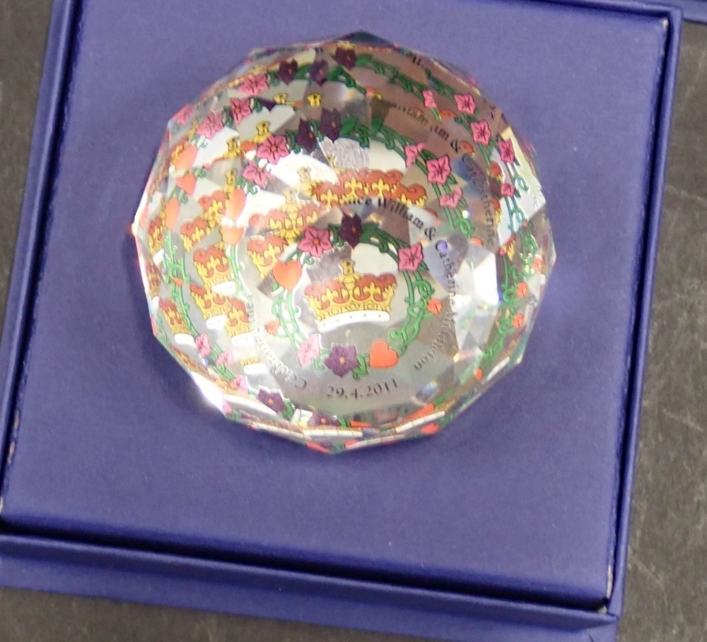 Three Swarovski crystal commemorative paperweights, the farewell ...