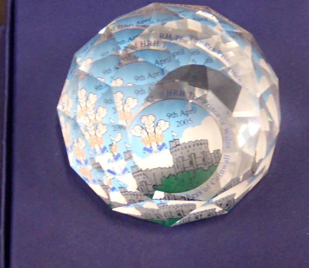 Three Swarovski crystal commemorative paperweights, the farewell ...