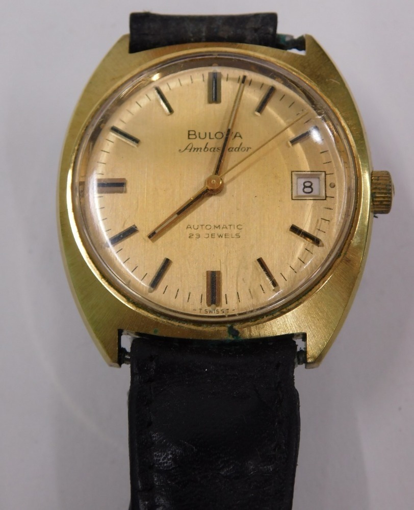 A gentleman's Bulova Ambassador automatic wristwatch, with baton ...