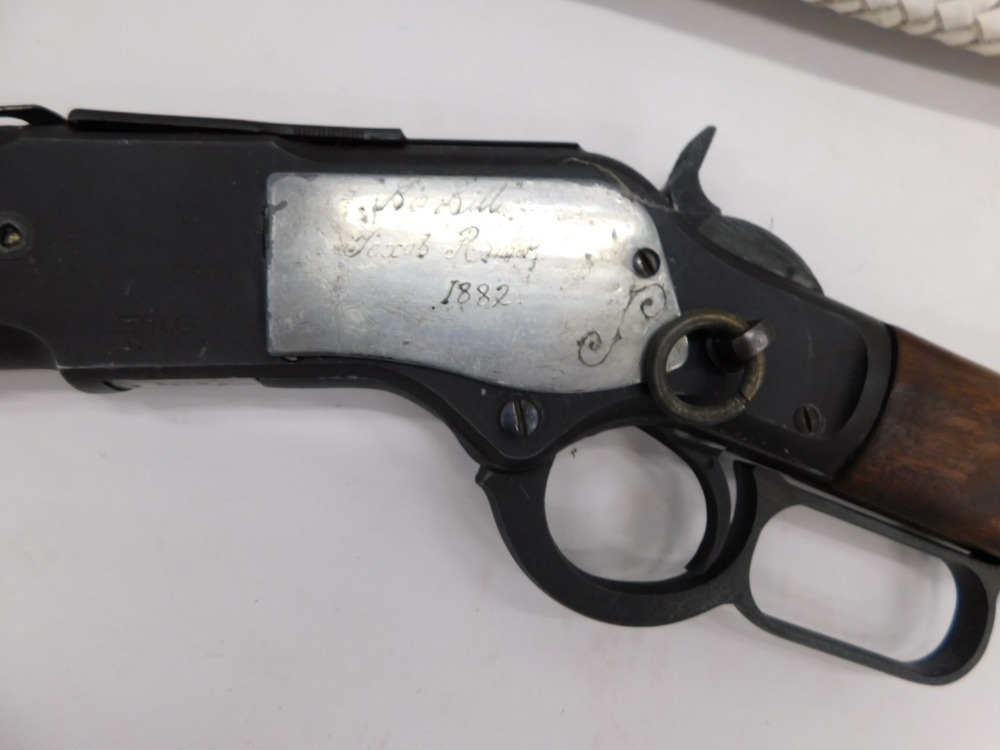 A SMG Ranger replica rifle, with inscribed rifle plate, Winchester ...