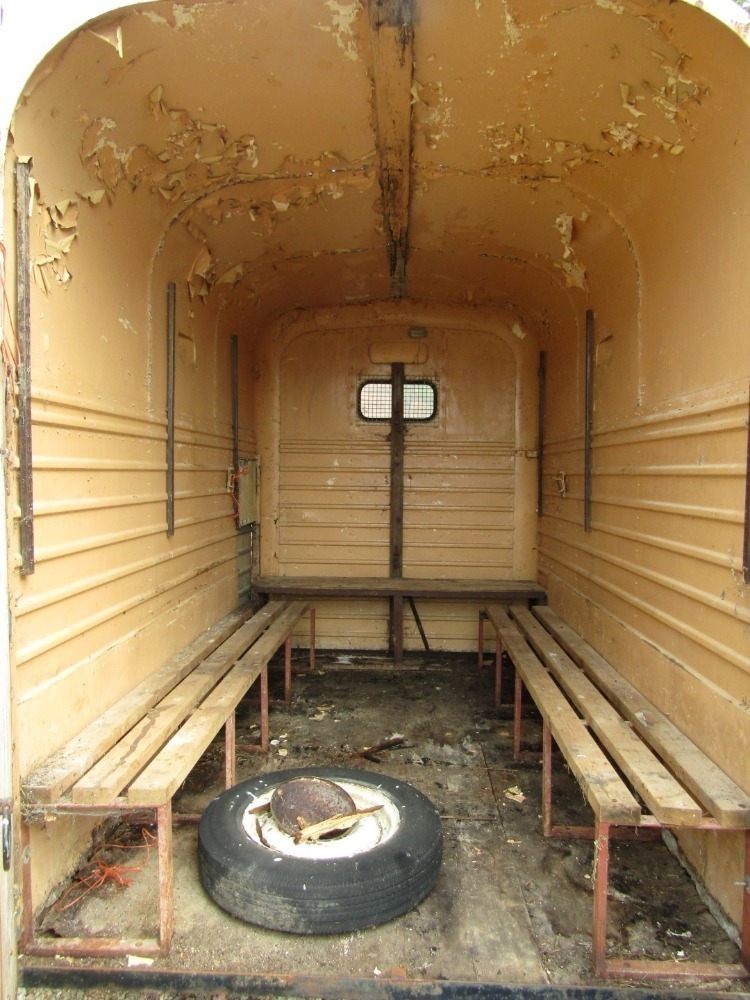A Rice horse box trailer, painted in white and with converted seat ...