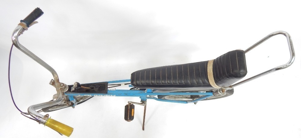 A Raleigh Chopper AWT, with blue frame.