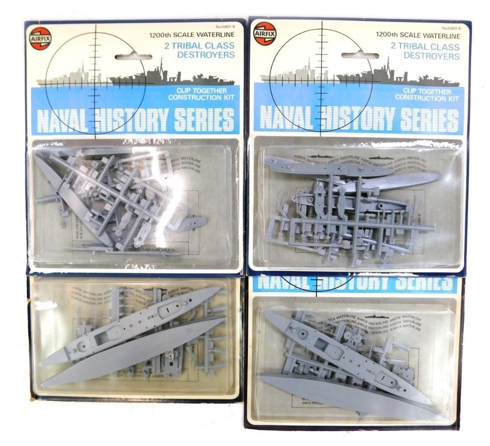 Four Airfix Water Line Series model kits, comprising HMS Suffolk (2 ...